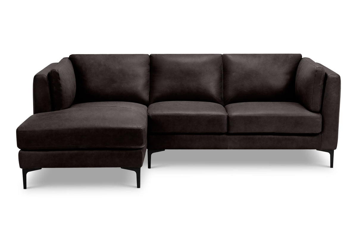Oli Left Hand Facing Sofa in Ebony Semi Aniline Leather | SUPERBA