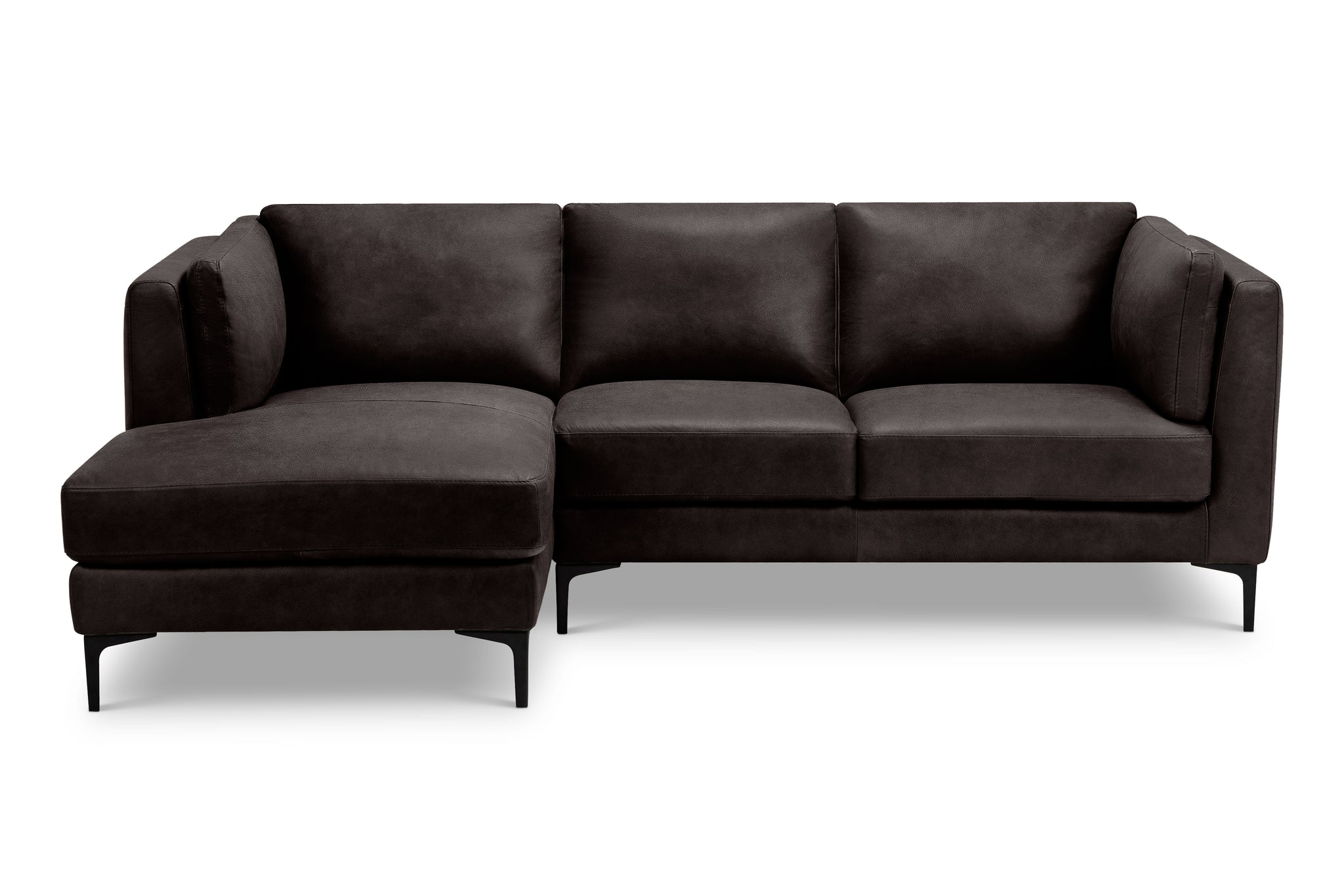 Oli Left Hand Facing Sofa in Ebony Semi Aniline Leather | SUPERBA