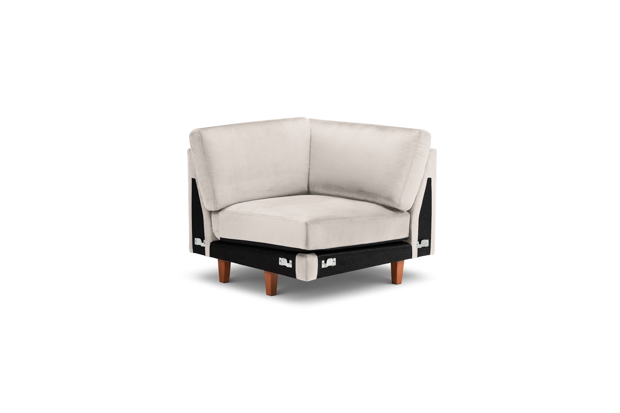 Jade Modular Corner Chair in Creme Velvet | SUPERBA