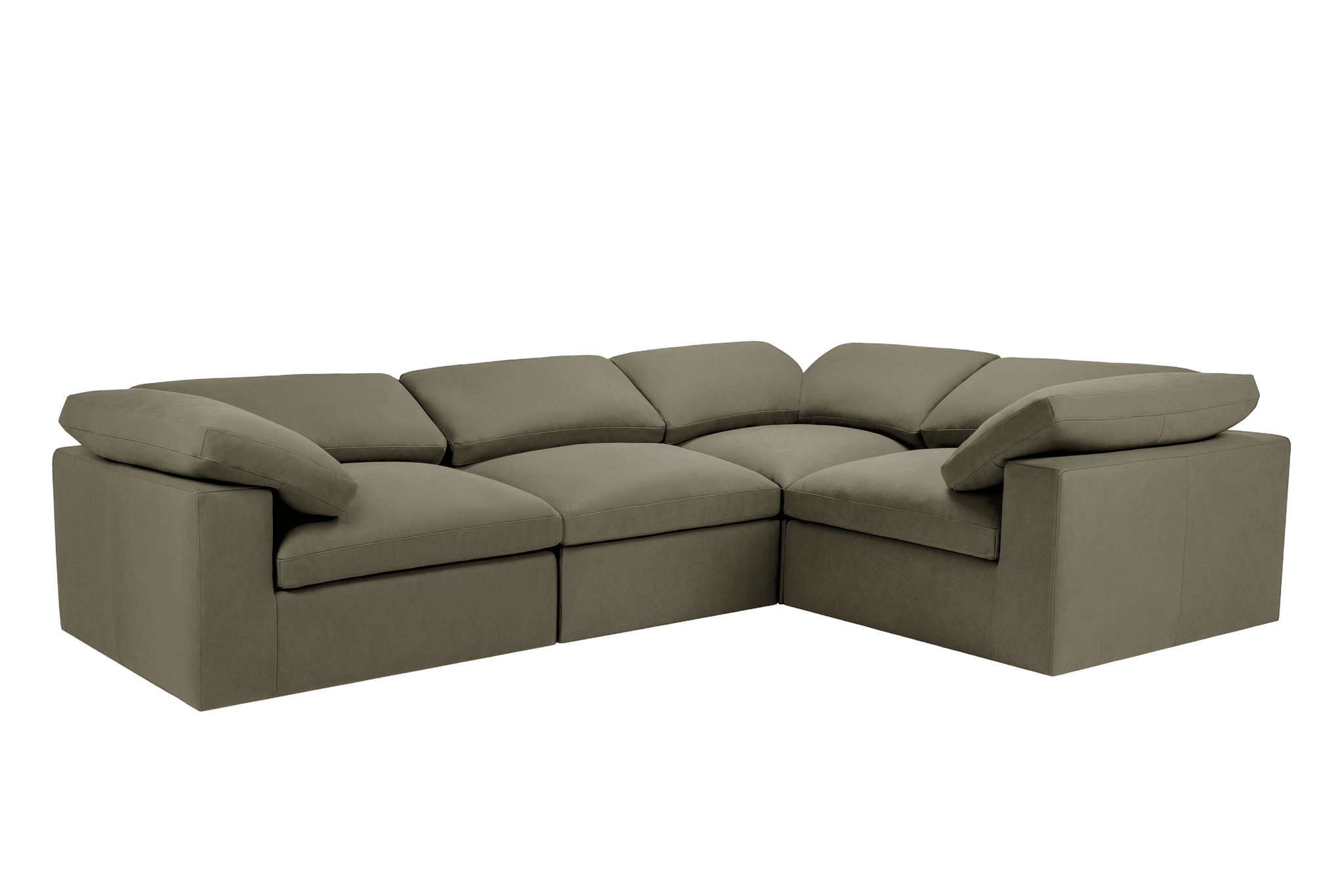 Goodman Right Sectional in Olive Full Aniline Leather | SUPERBA